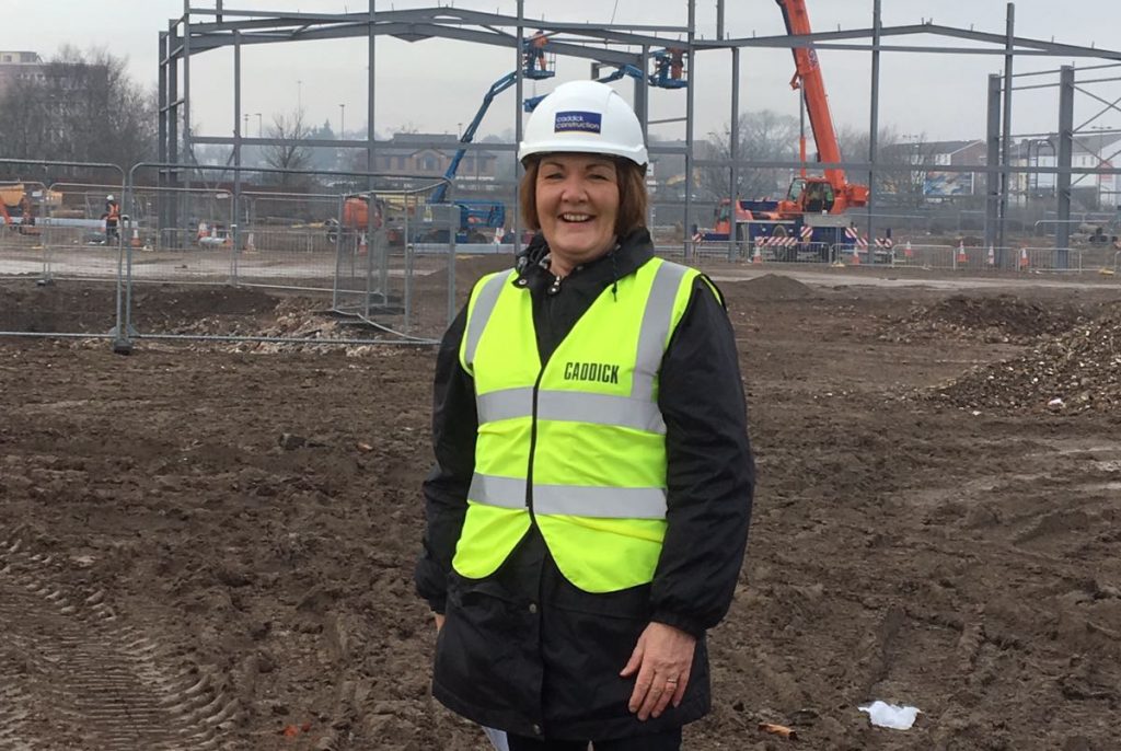 Chris at a Caddick Construction site in Liverpool doing research ...